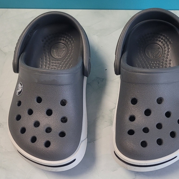 CROCS | Shoes | Crocs Gray And White Clogs With Signature Comfort ...